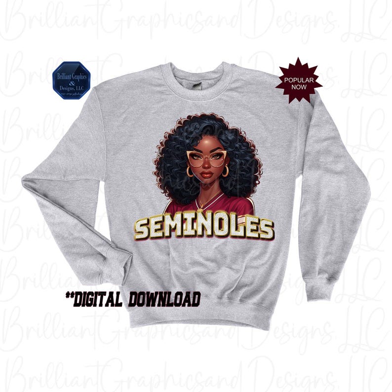 Seminoles Football. Black Girl Clip Art. PNG. Sublimation. DTF. Digital ...
