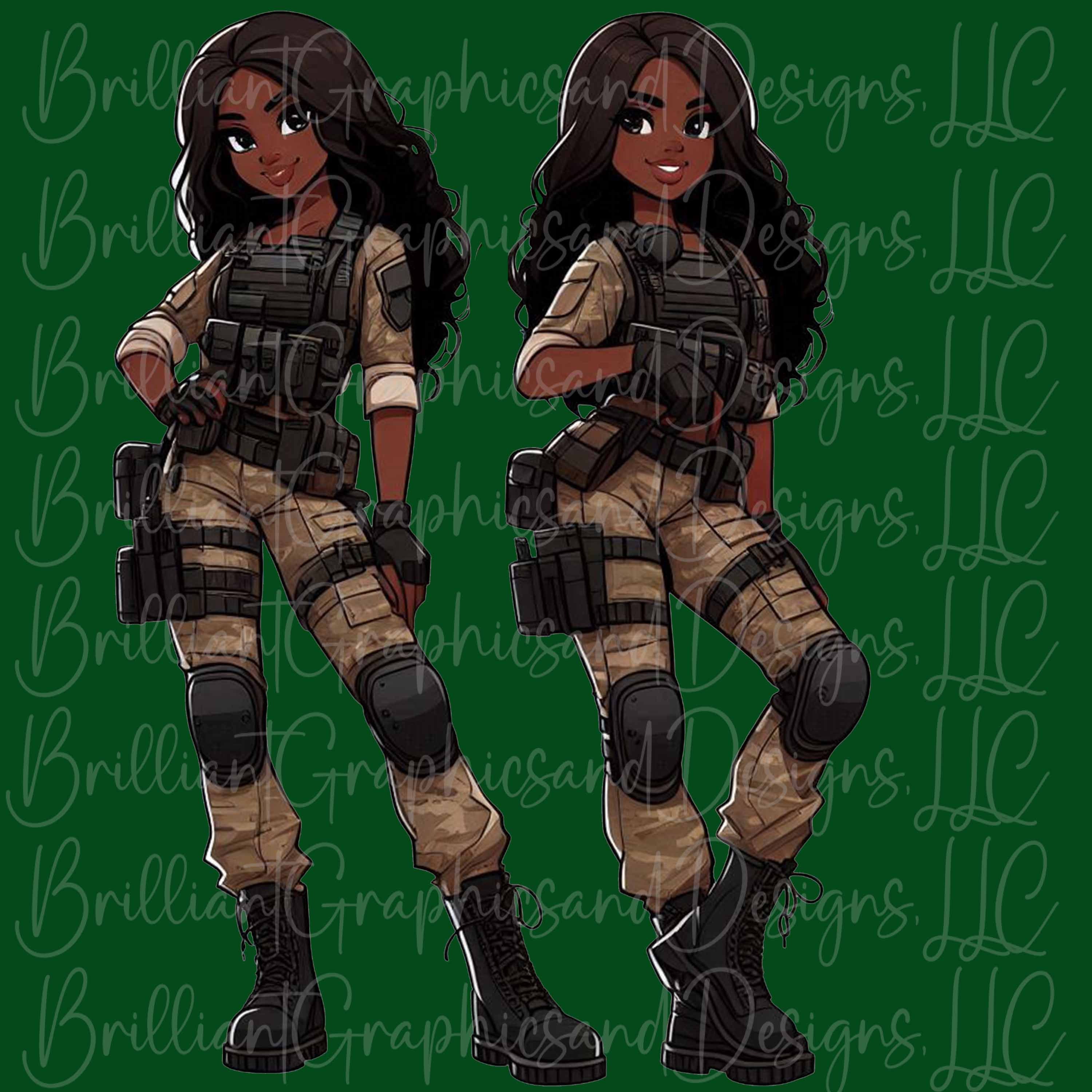 Black Girl Military Anime. Patriotic. PNG. SVG. DTF. Sublimation. Two ...