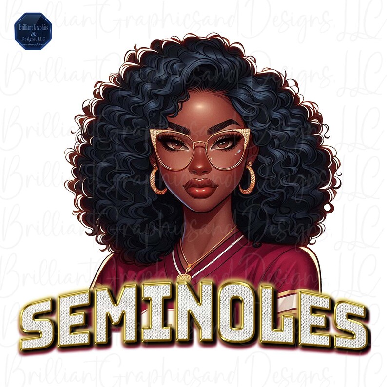 Seminoles Football. Black Girl Clip Art. PNG. Sublimation. DTF. Digital ...