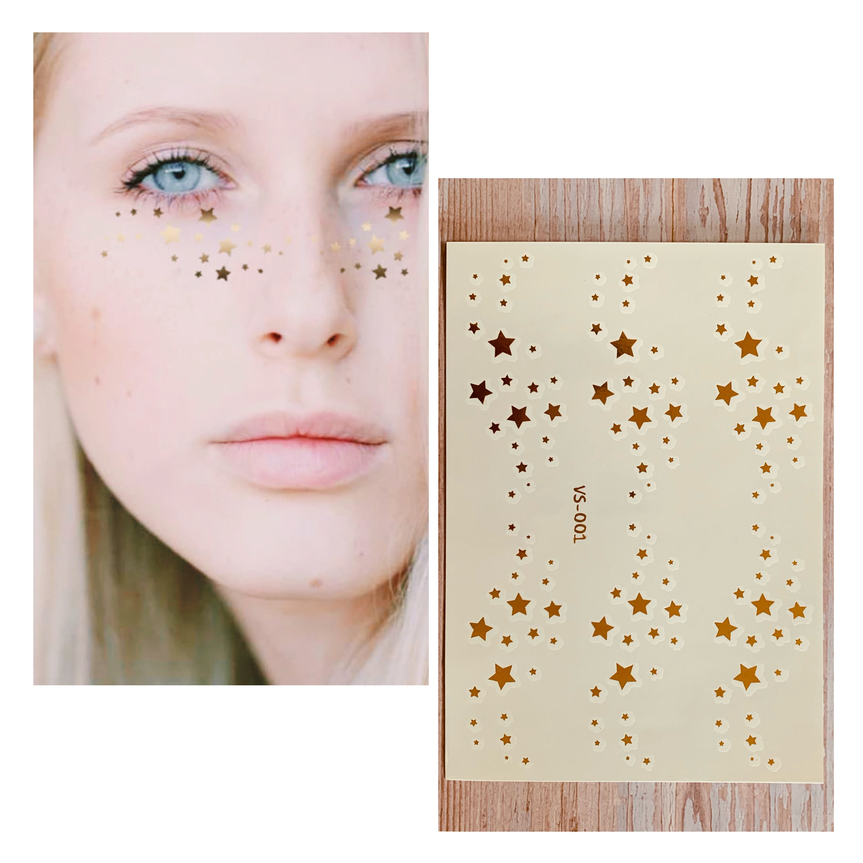 Metallic Face Tattoo Sticker STAR BUTTER FLASH - Etsy