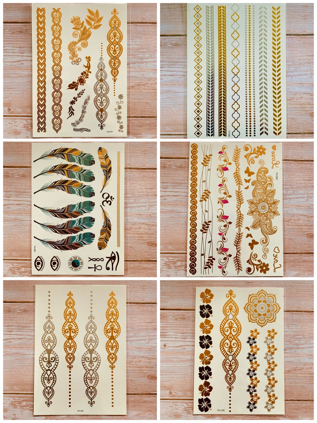 Large Tattoo Sticker METALLIC FLASH EXOTIC Temporary Tattoo Tattoo ...