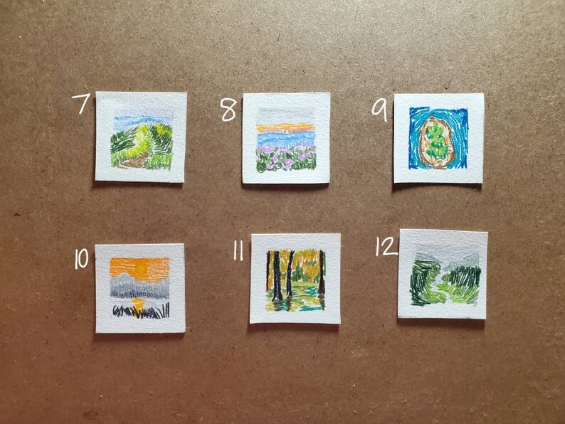 Tiny Colored Pencil Landscape Art Small Scenery Drawings Etsy Tiny Colored Pencil Landscape Art Small Scenery Drawings Etsy