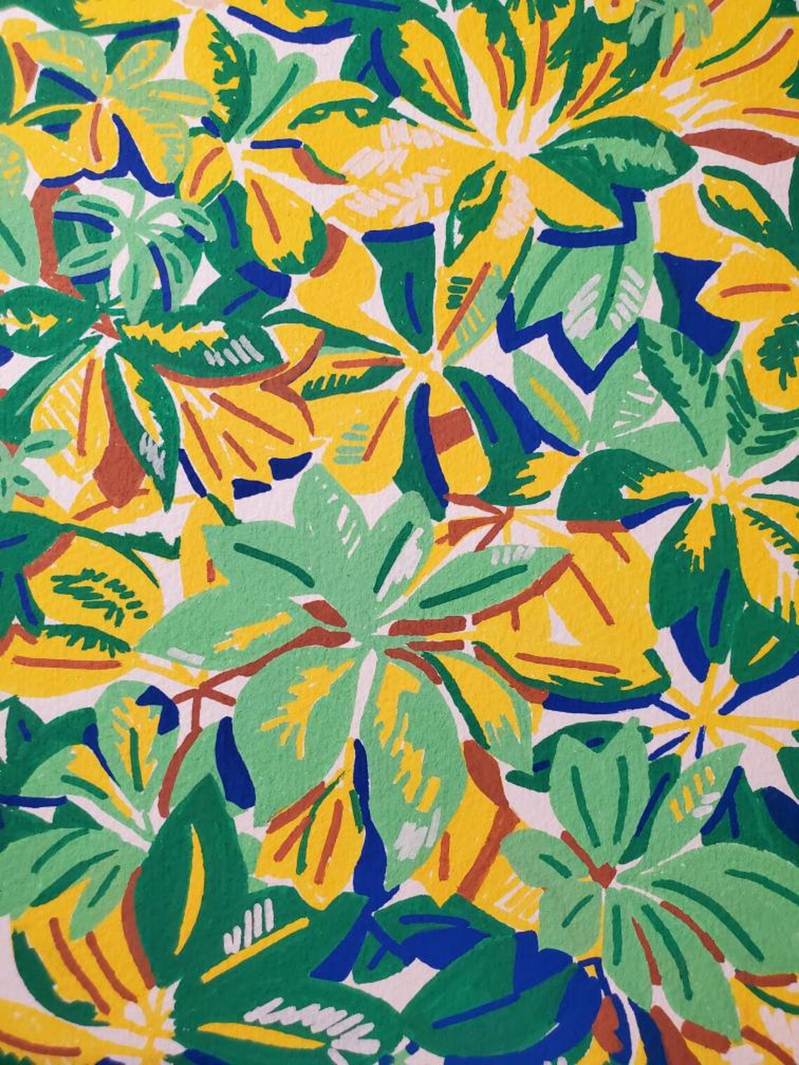 Large Schefflera Umbrella Tree Drawing Colorful Abstract House Plant ...