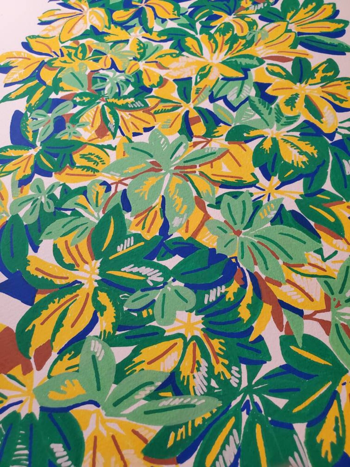 Large Schefflera Umbrella Tree Drawing Colorful Abstract House Plant ...