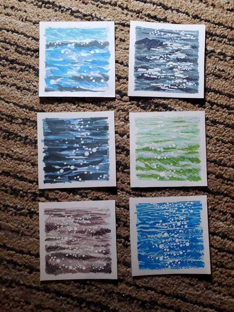 Mini Ocean Waves Marker Drawing Small Water Illustrations - Etsy