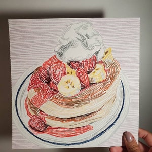 Pancakes Breakfast Food Colored Pencil Still Life Drawing Kitchen ...