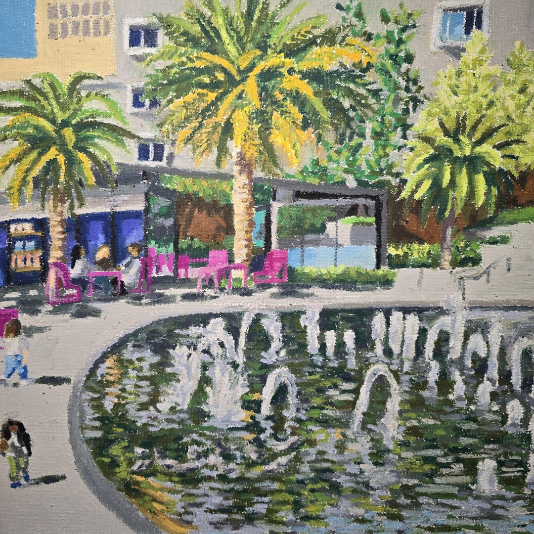 Park Oil Pastel Drawing Original Colorful Abstract Plein Air Outdoors ...