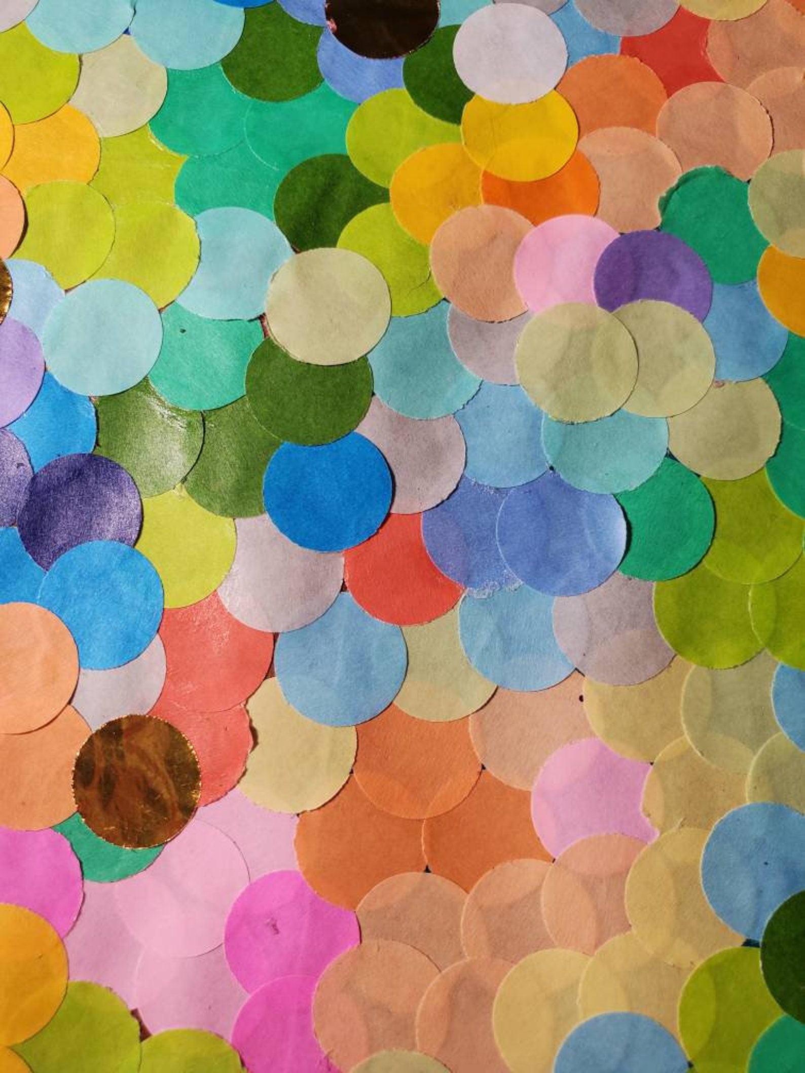 Rainbow Paper Dots Layered Collage Original Abstract Colorful Paper Cut ...