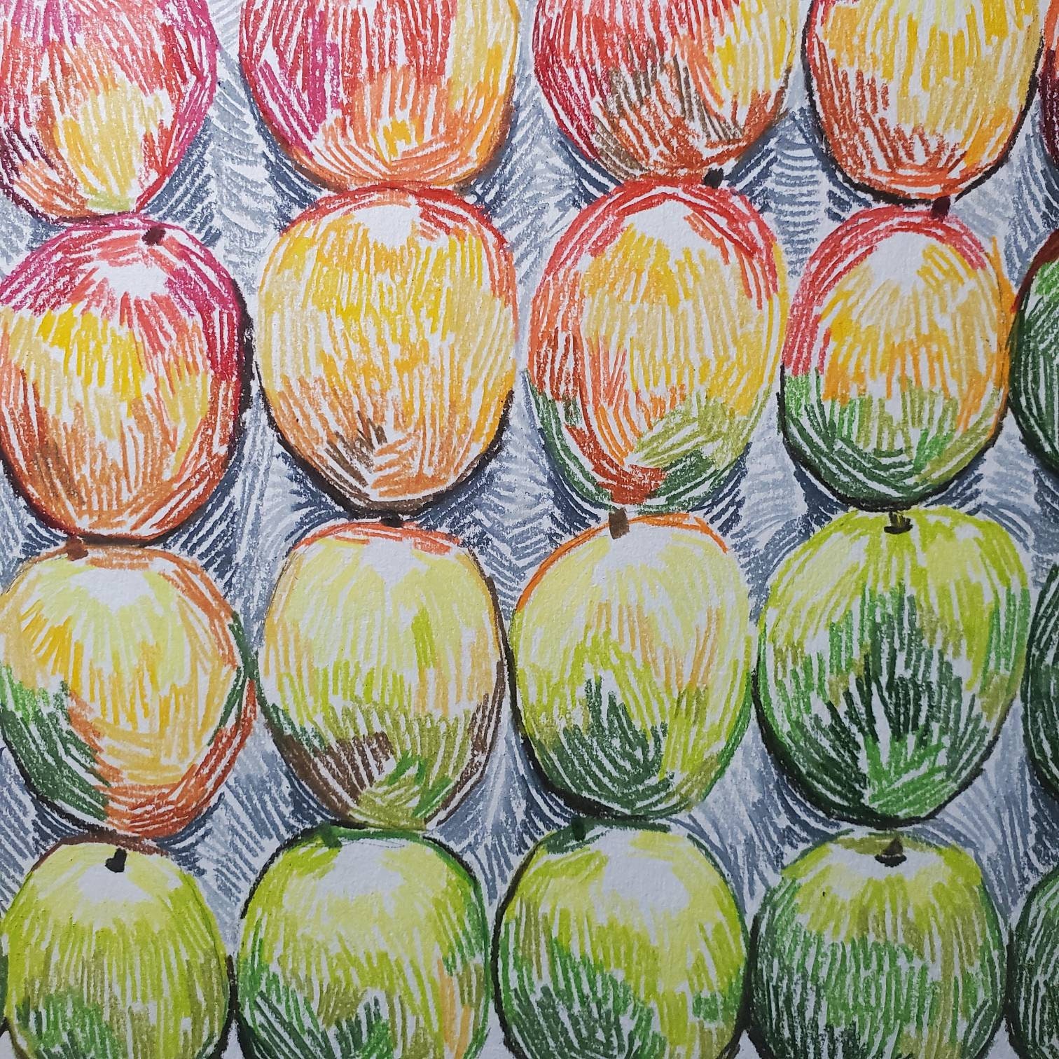 Mango Chart Colored Pencil Drawing Original Fruit Gradient - Etsy Australia