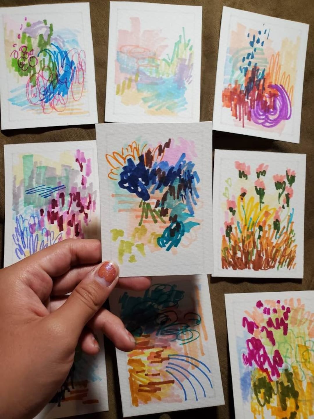 Tiny Abstract Marker Drawing Small Expressionist Colorful Wall Art - Etsy