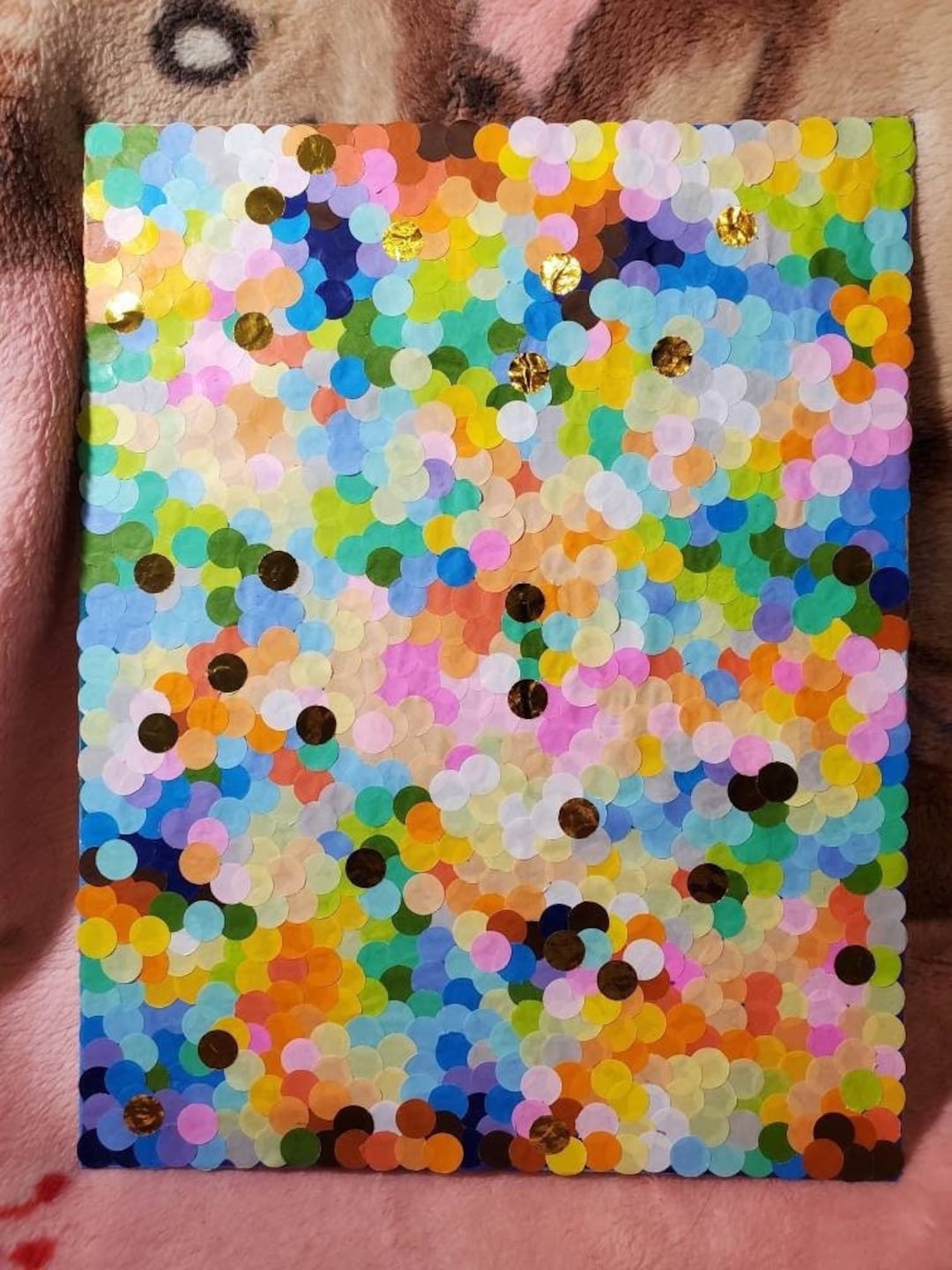 Rainbow Paper Dots Layered Collage Original Abstract Colorful Paper Cut ...