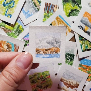Tiny Colored Pencil Landscape Art Small Scenery Drawings - Etsy