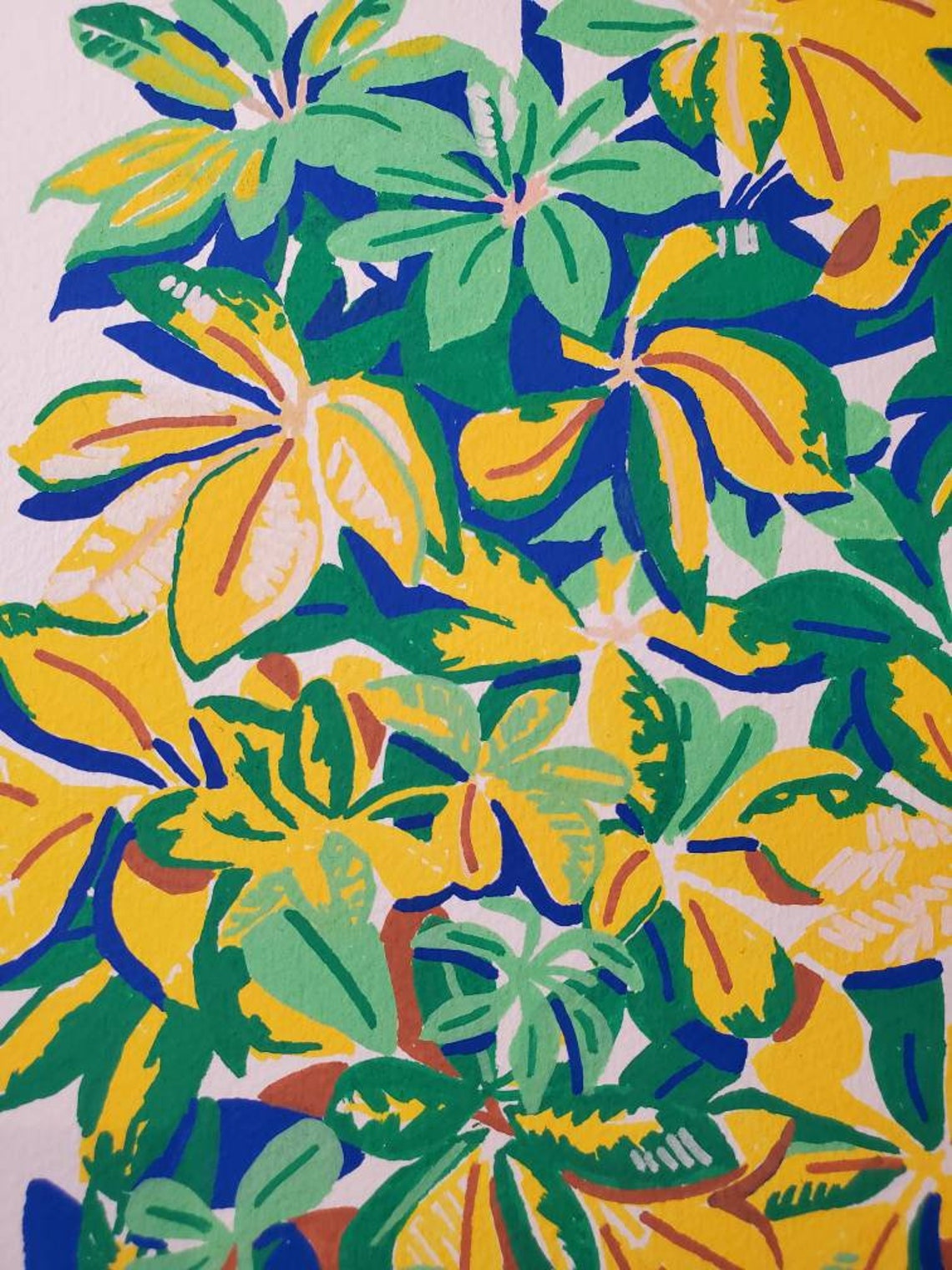 Large Schefflera Umbrella Tree Drawing Colorful Abstract House Plant ...