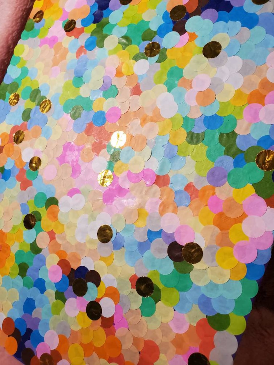 Rainbow Paper Dots Layered Collage Original Abstract Colorful Paper Cut ...