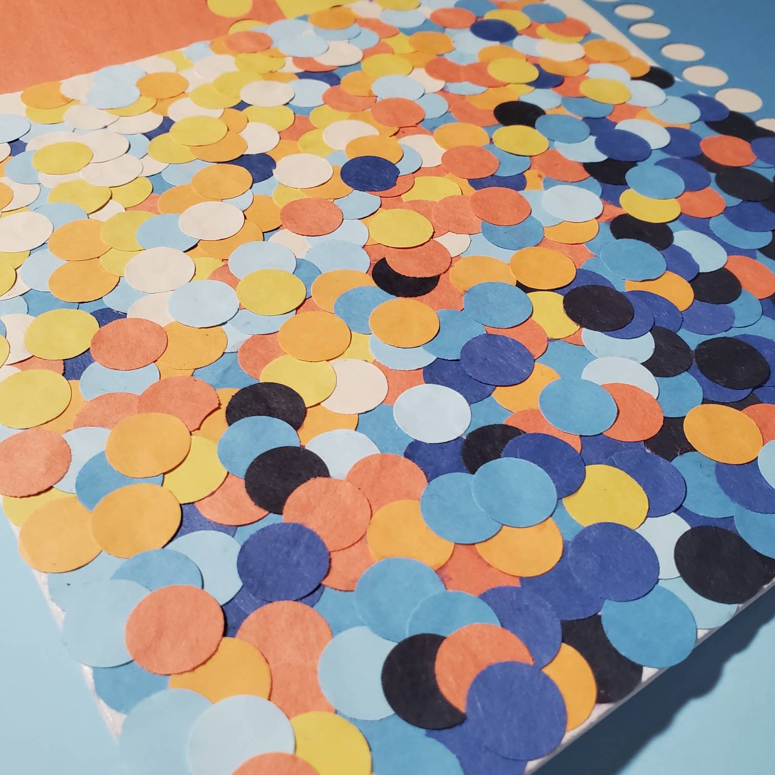 Orange and Blue Paper Collage Art on Canvas Original Paper Mosaic ...