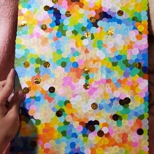 Rainbow Paper Dots Layered Collage Original Abstract Colorful Paper Cut ...