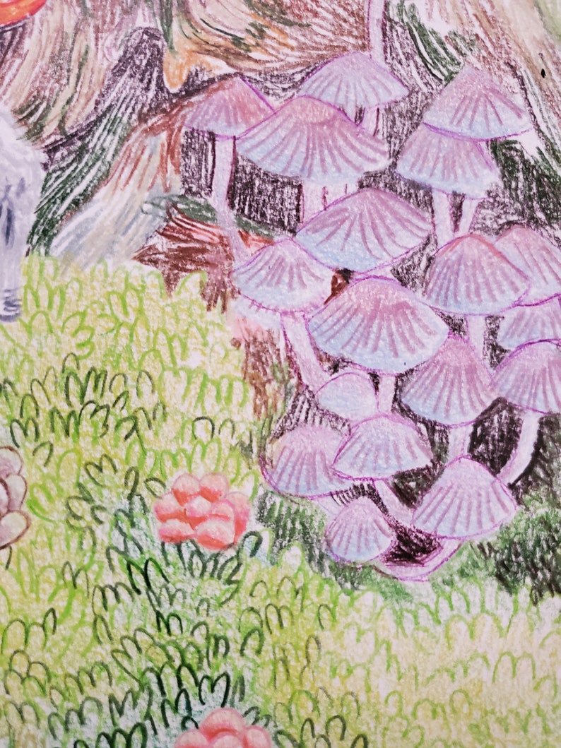 Fantasy Colored Pencil Landscape Abstract Original Colorful Drawing on ...