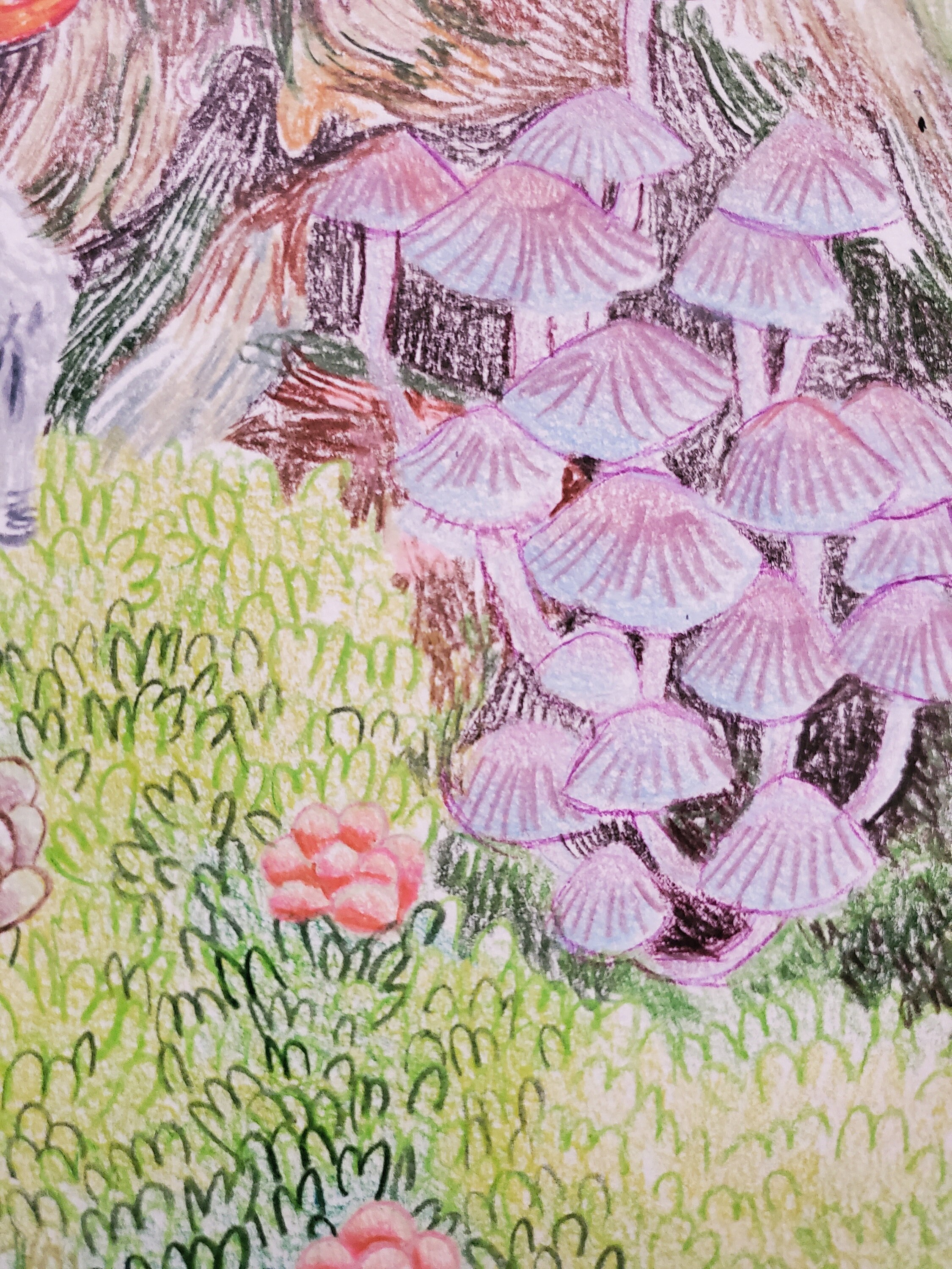 Fantasy Colored Pencil Landscape Abstract Original Colorful Drawing on ...