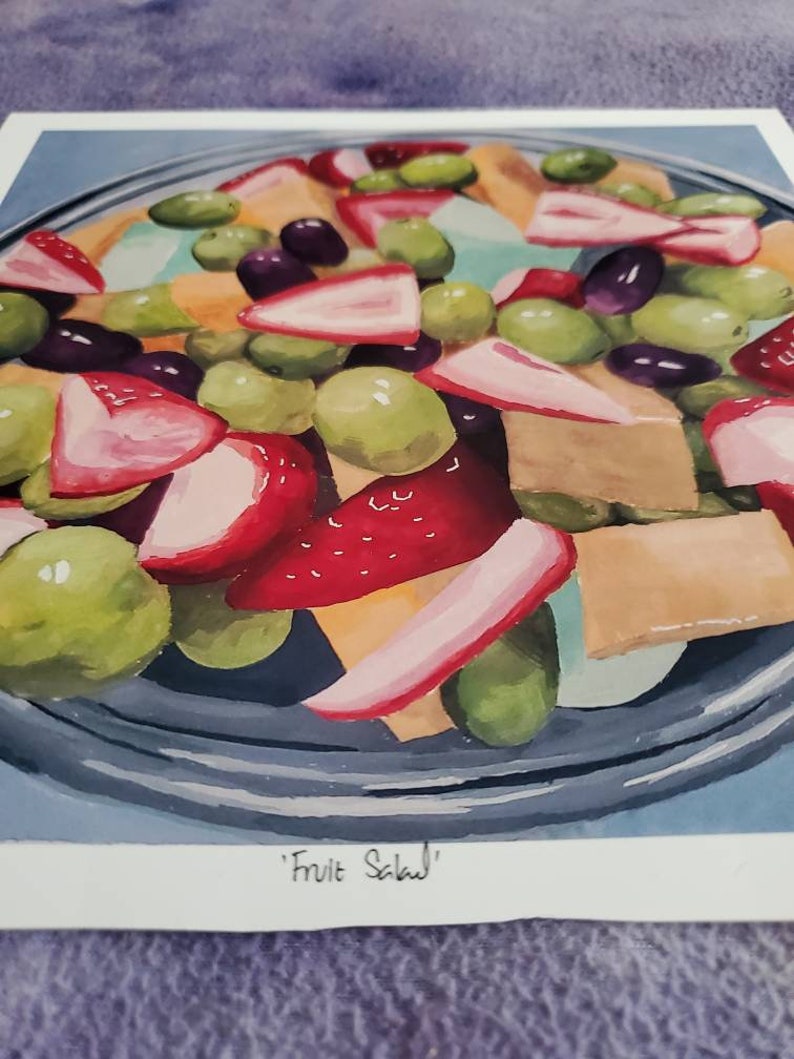 Gouache Fruit Art Print Photo 8.5 X 8.5 Colorful Still Life Painting ...