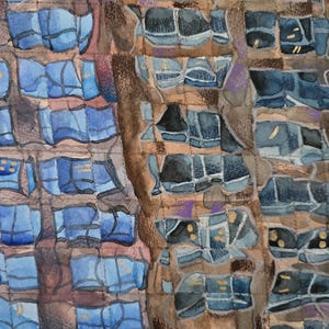 Skyscraper Building Abstract Watercolor Painting With Colored Pencil on ...