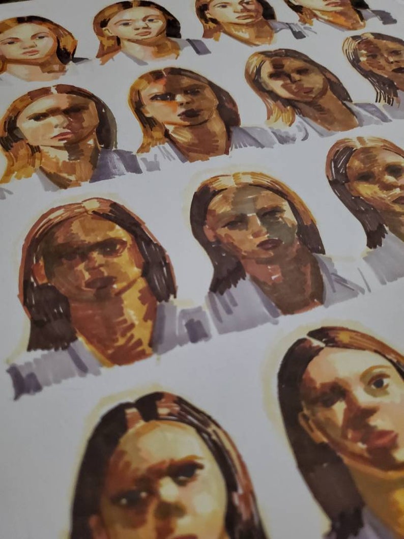 Lighting and Shadows Study Chart Drawing Original Faces Reference ...