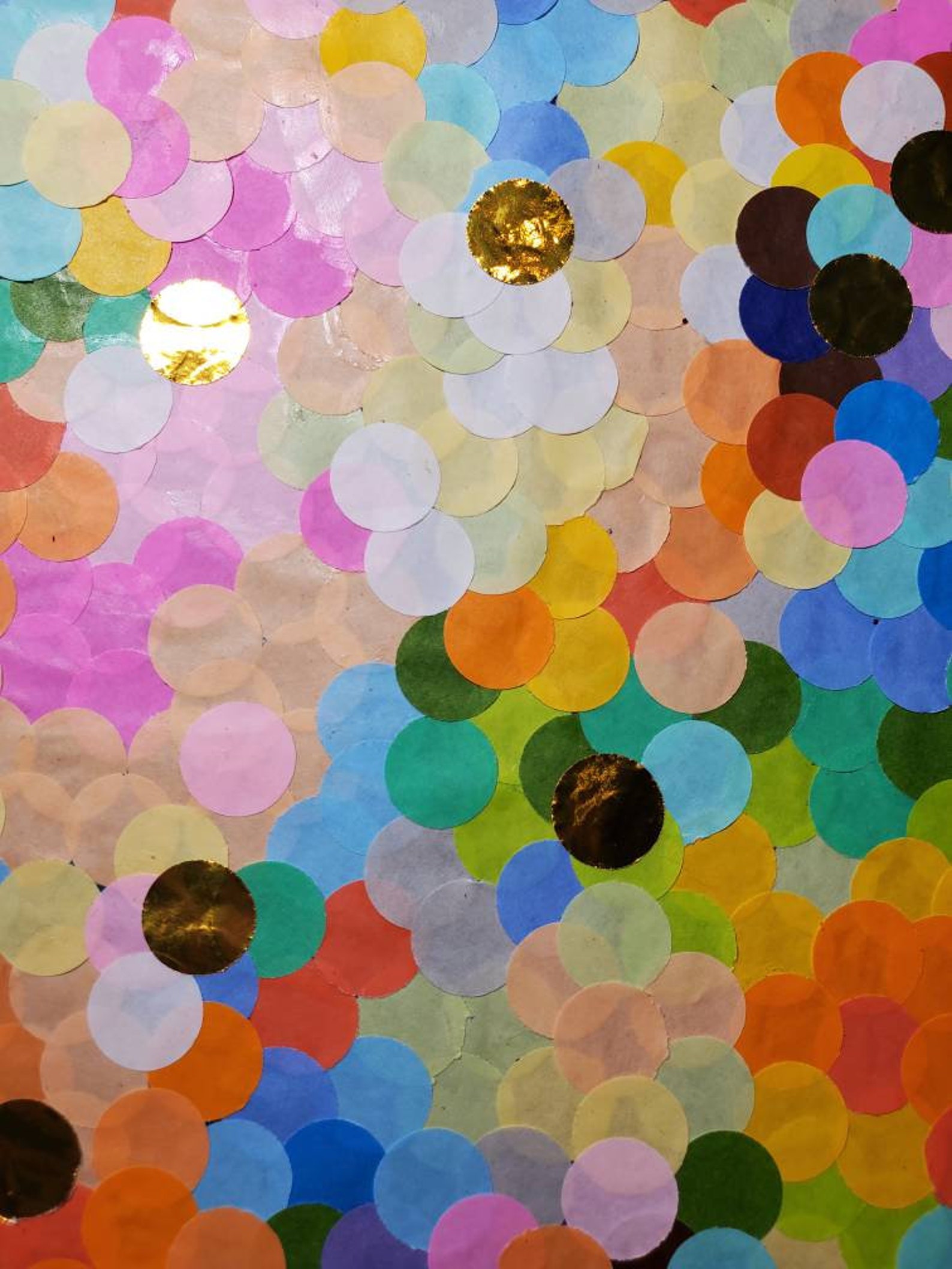 Rainbow Paper Dots Layered Collage Original Abstract Colorful Paper Cut ...