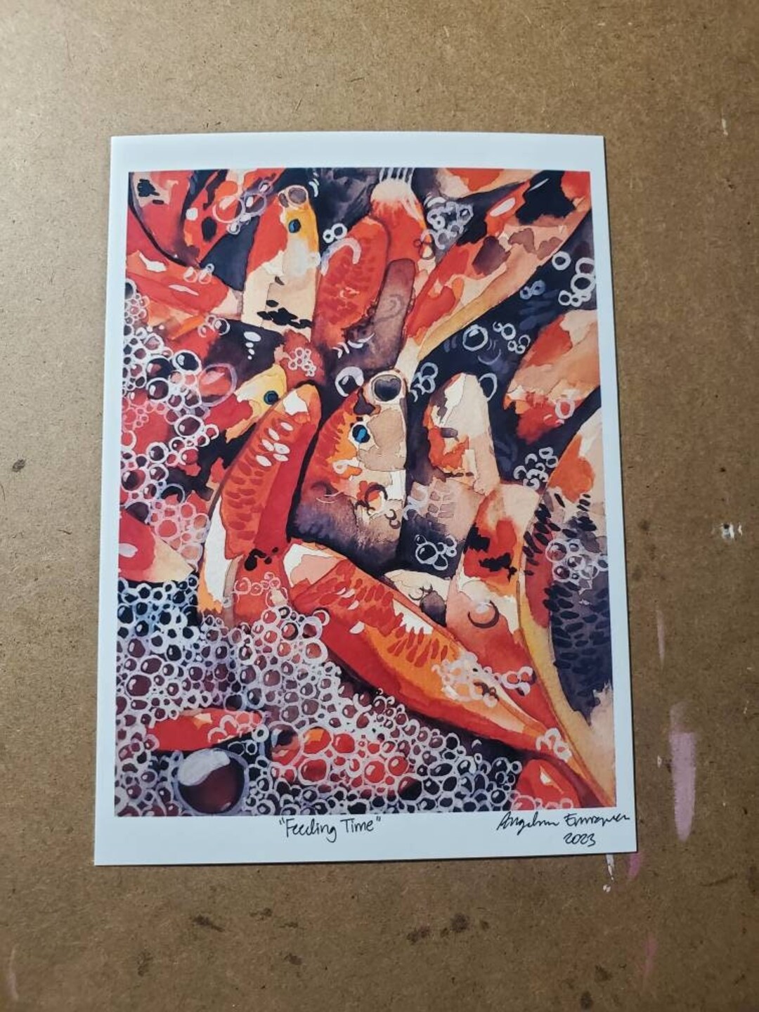 Koi Fish Art Print Small Abstract Watercolor Painting Prints Colorful ...