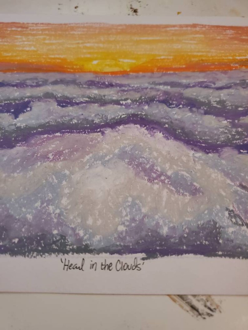 Skyscape Clouds Sunrise Soft Oil Pastel Illustration Abstract - Etsy