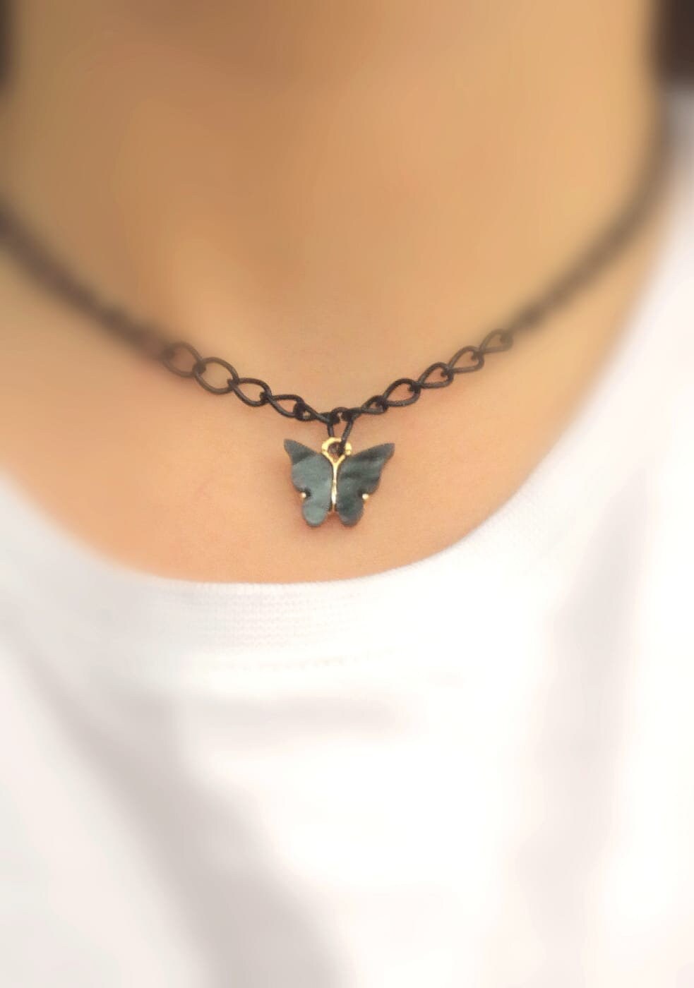 Black Butterfly Choker Chain Black Butterfly Jewellery - Etsy