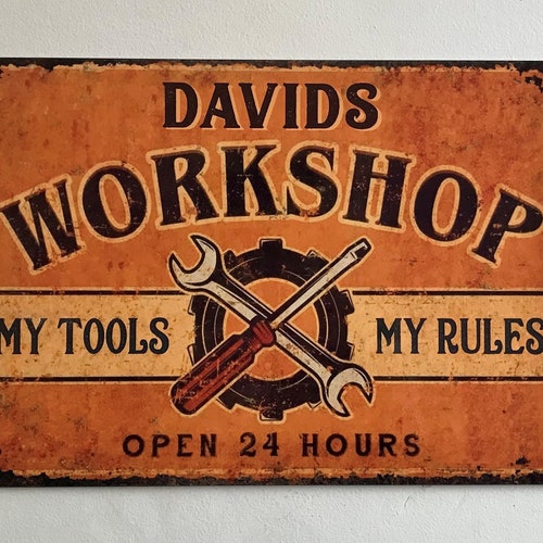Personalised Workshop Sign Metal Garage Workshop Shed Signs - Etsy