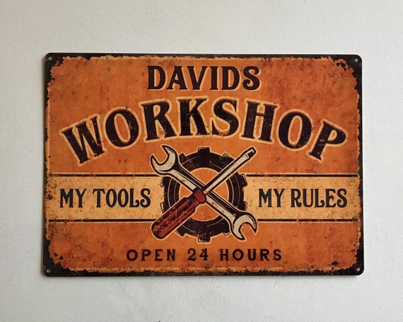 Personalised Workshop Sign Metal Garage Workshop Shed Signs - Etsy