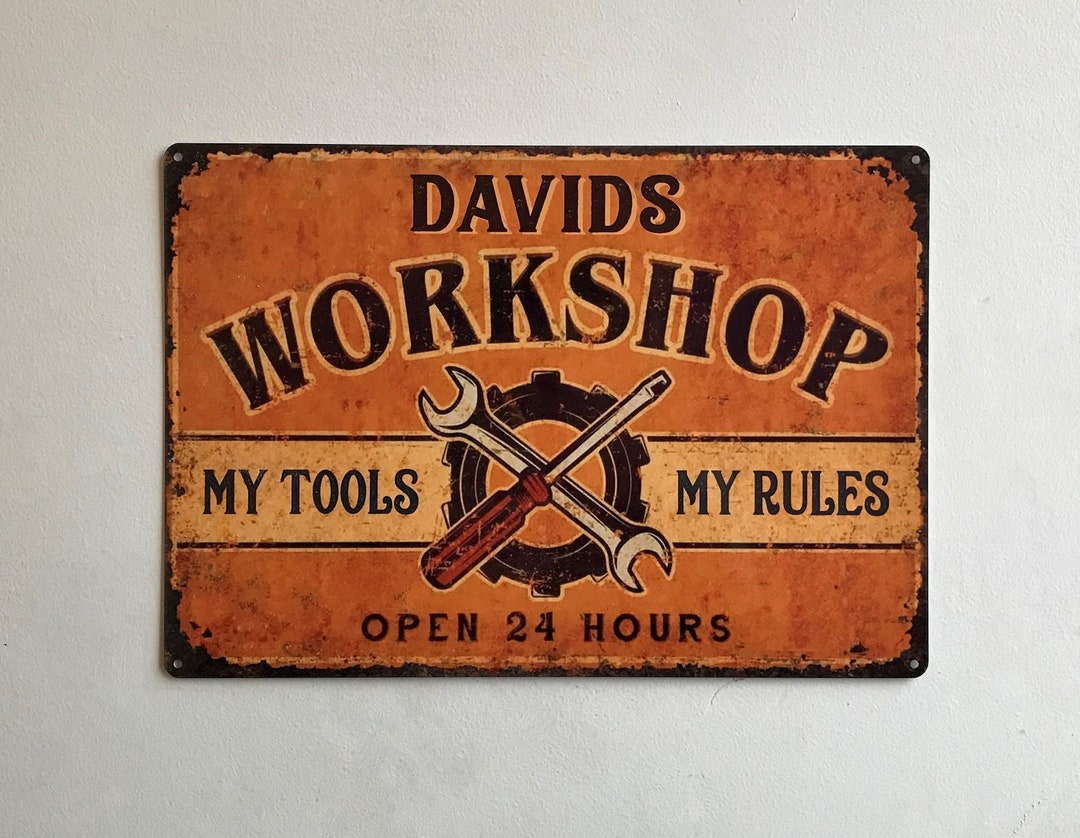 Personalised Workshop Sign, Metal Garage Workshop Shed Signs ...