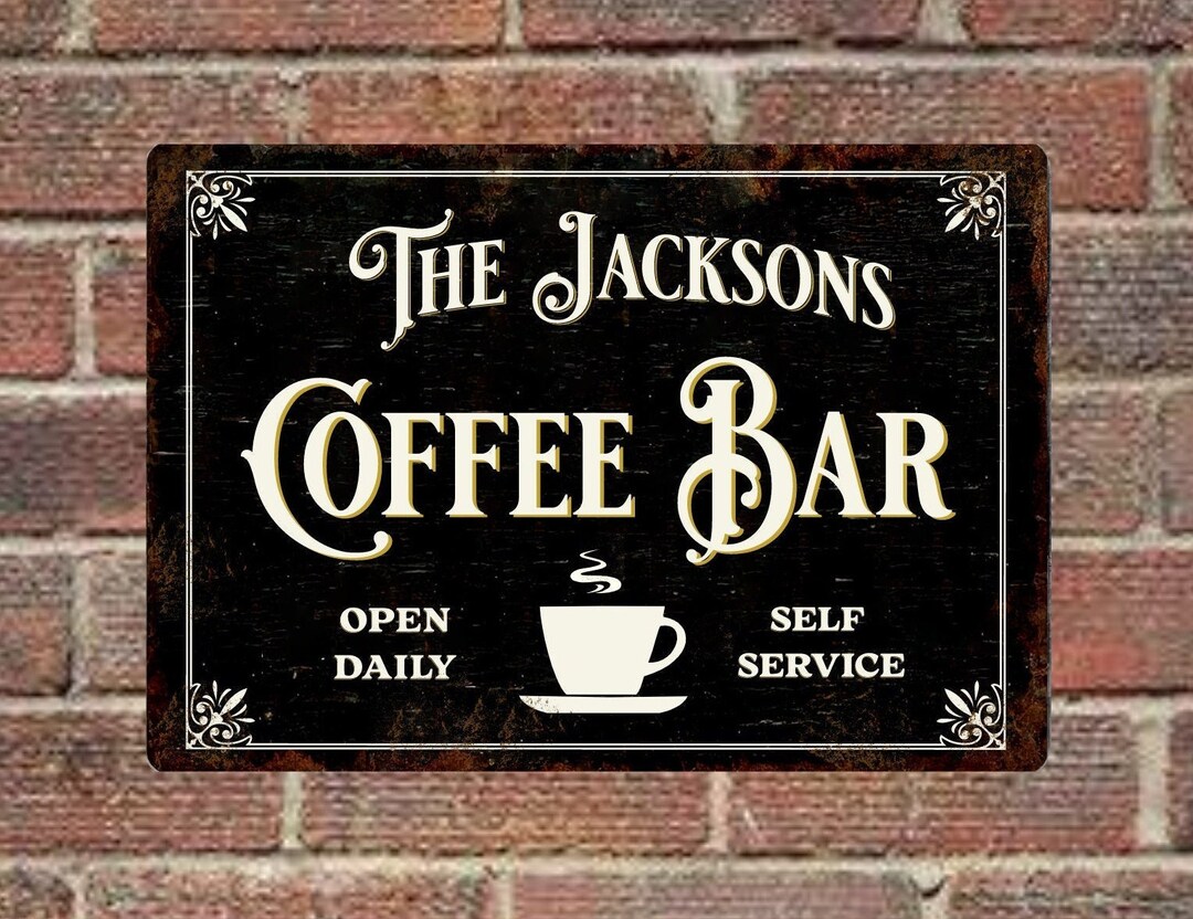 Personalised Coffee Bar Sign: Vintage Style Kitchen Decor - Etsy UK