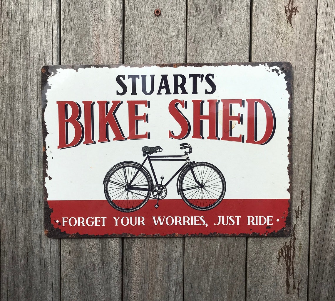 Bike Shed Sign Personalised Metal Shed Sign Bicycle Sign - Etsy