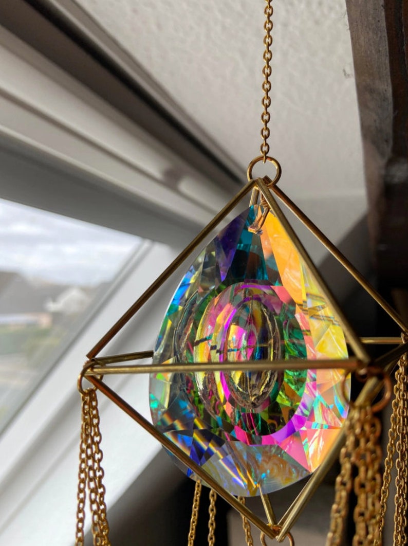 Aura Crystal Pendant Suncatcher in Gold Window Light Catcher - Etsy
