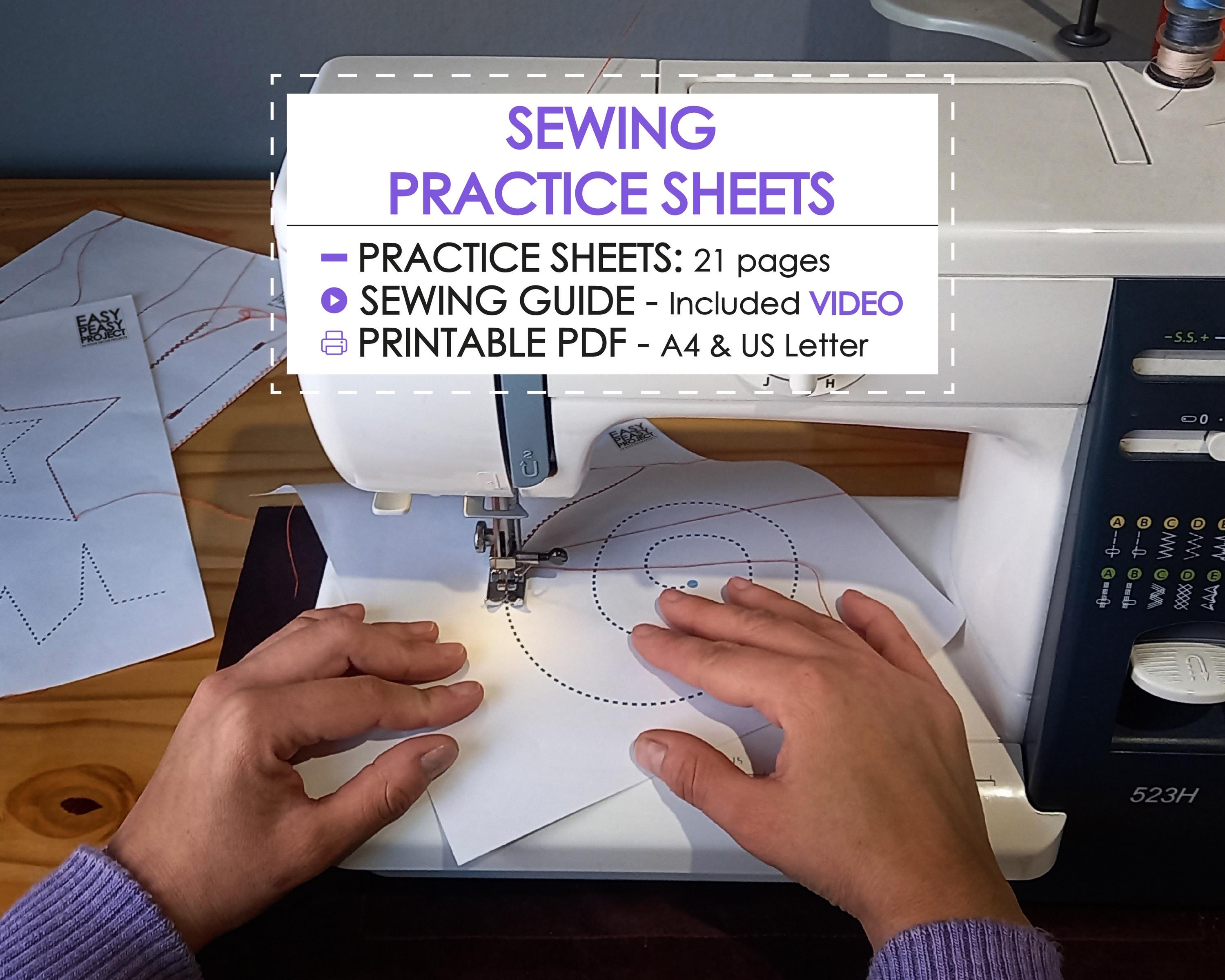 Printable Tutorial Sewing Practice Sheet PDF, Beginner Sewer, Learn to ...