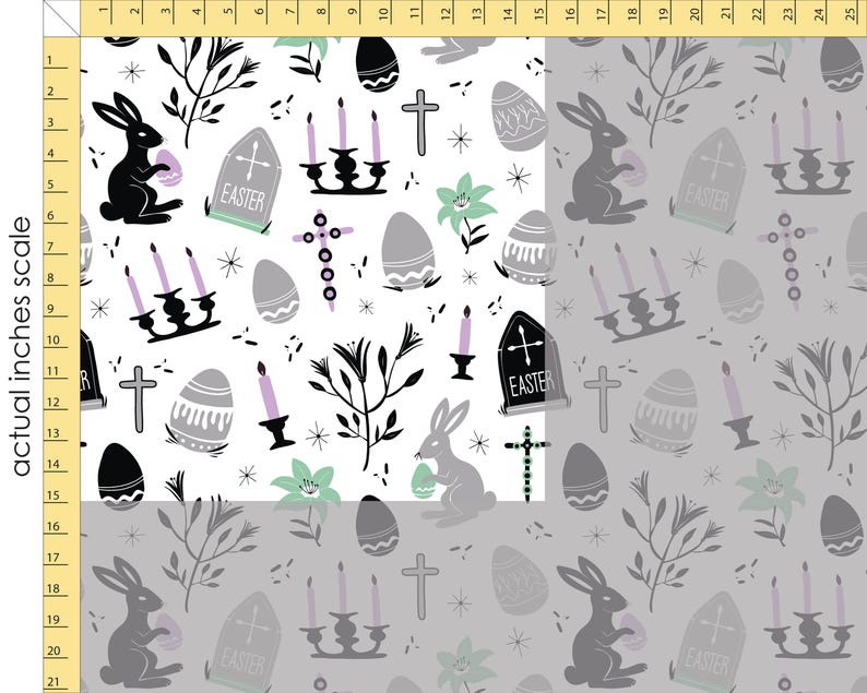 Creepy Gothic Easter Seamless Pattern, Dark Bunny and Eggs Print, Anti ...