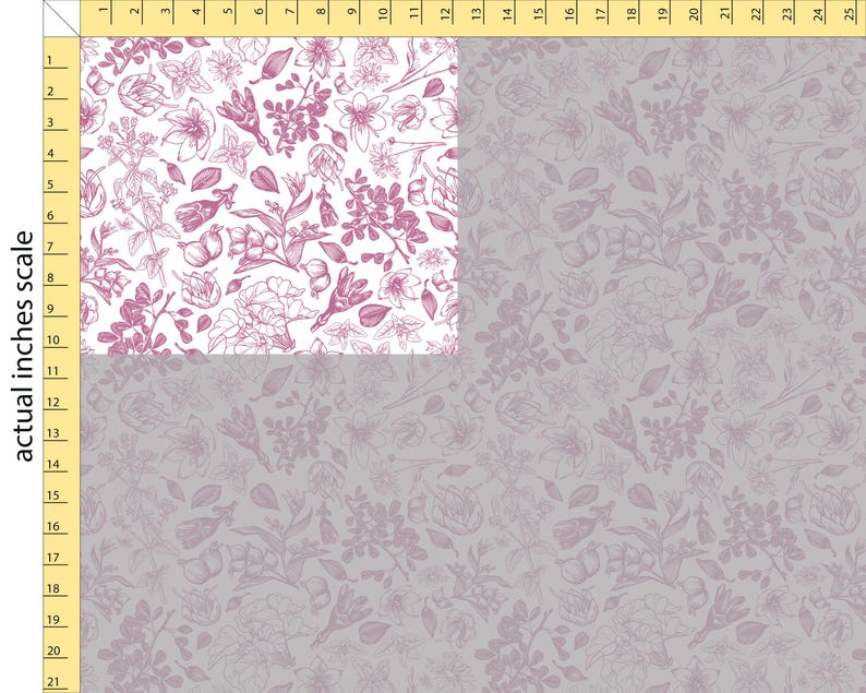 Herb Scientific Illustration, Boho Floral Pink Pattern, Line Art ...