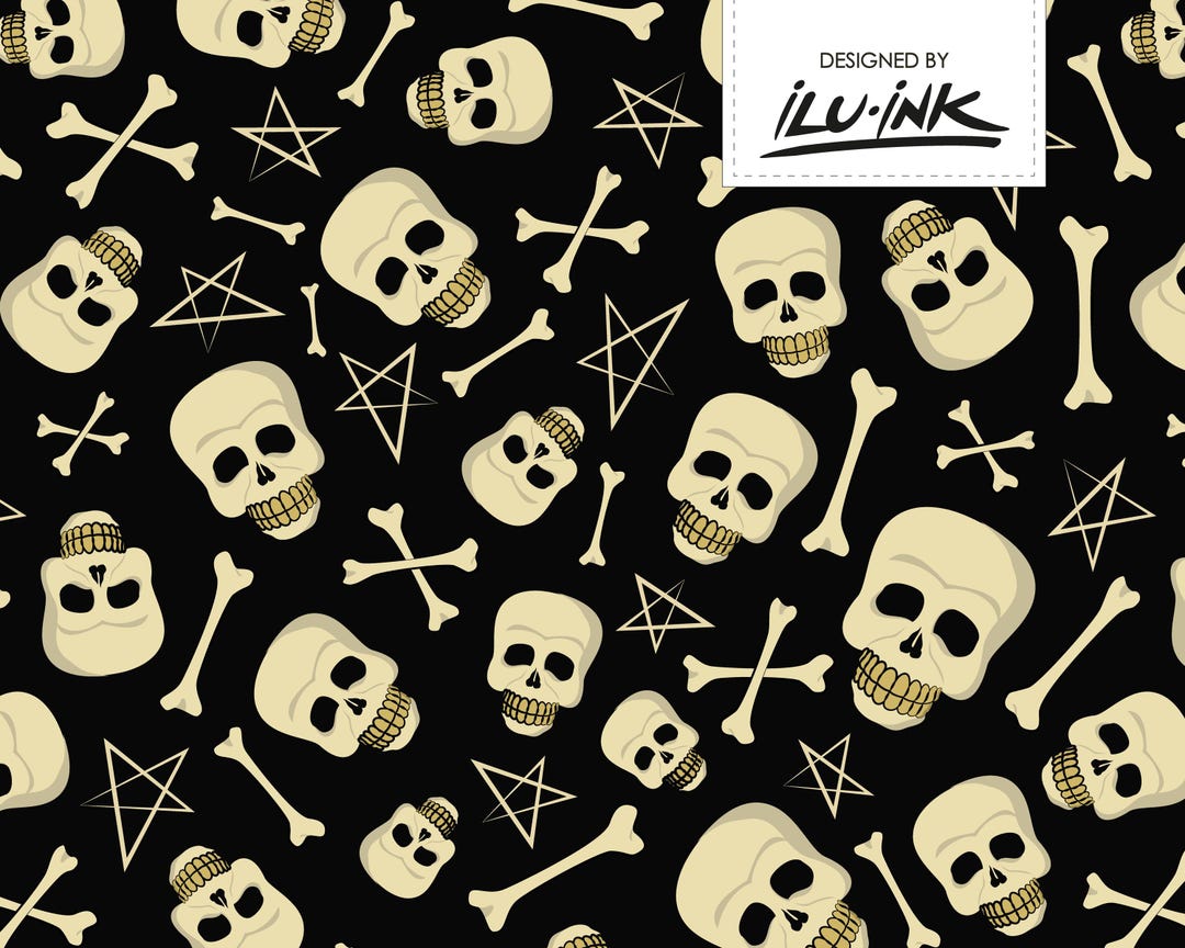 Halloween Skull Seamless Digital Pattern, Bones Pattern, Print and ...