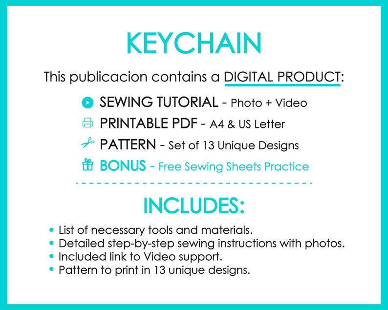 Easy Sewed Keychain Tutorial PDF Sewing Pattern, 13 Shapes Template ...