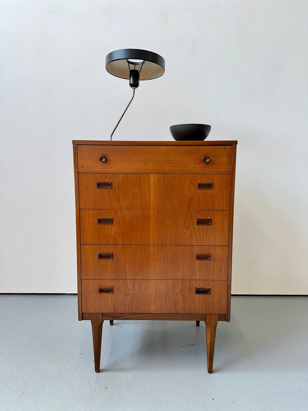 Vintage 1970s Nathan Teak Tallboy / Chest of Drawers. Danish Retro G ...