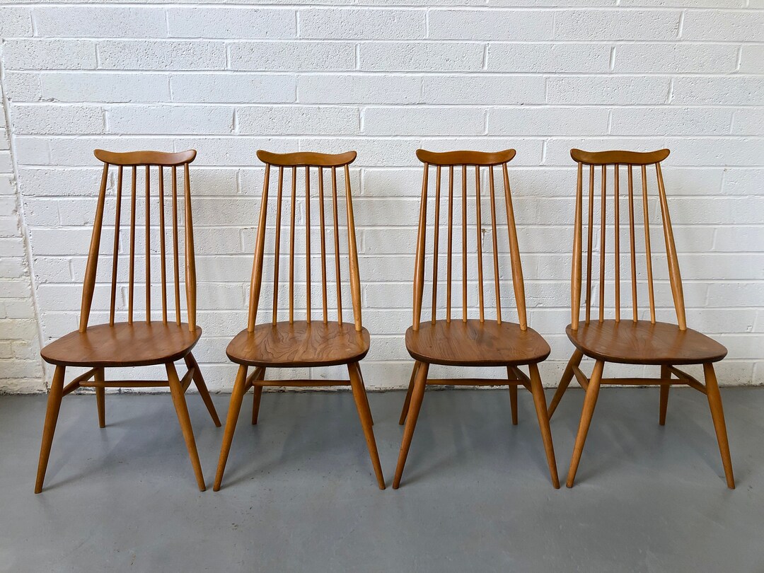 Vintage 4 X Ercol Blonde Goldsmith Dining Chairs . Retro Mid Century G ...