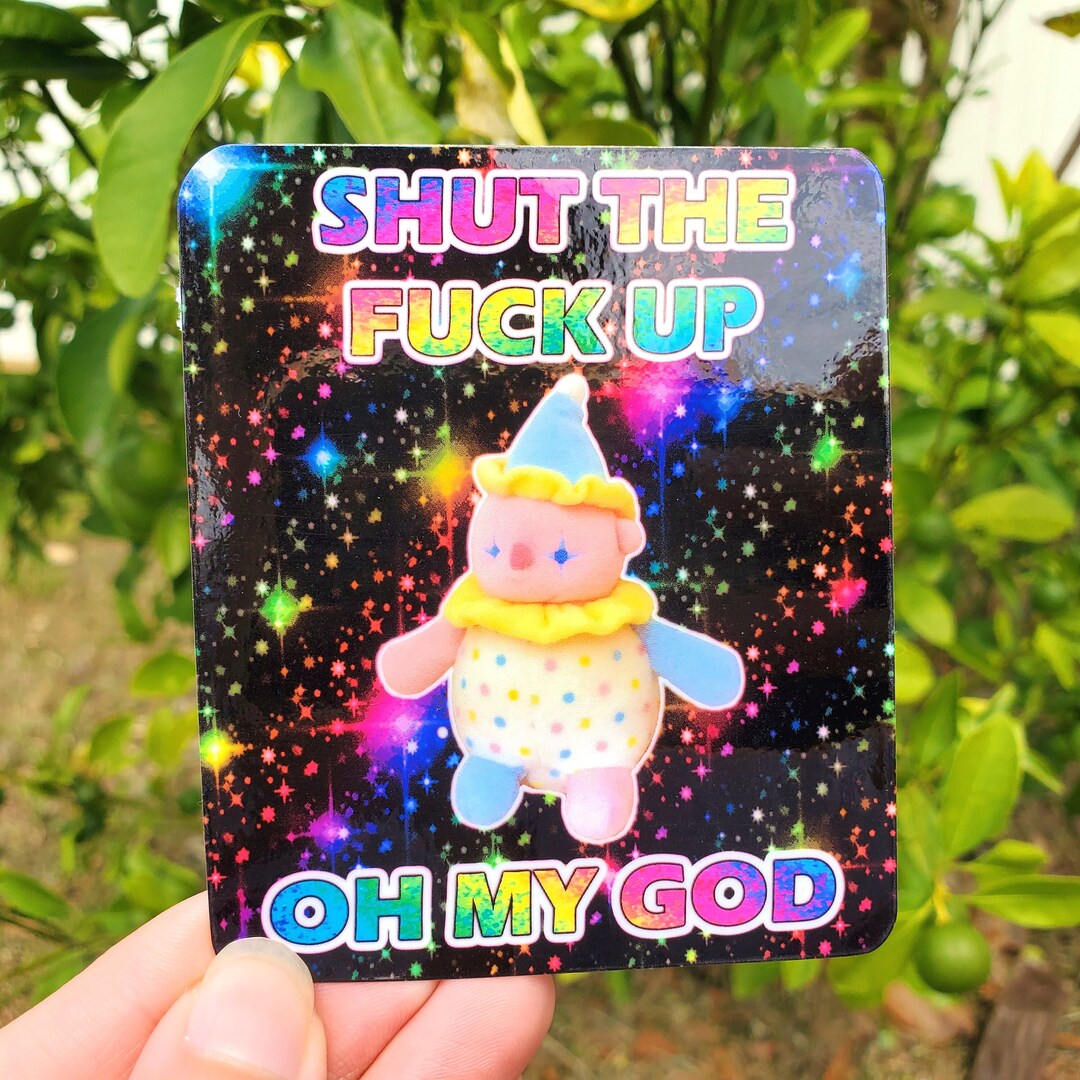 Shut the F**k up Oh My God | 3" Vinyl Sticker | Pastel Clowncore ...