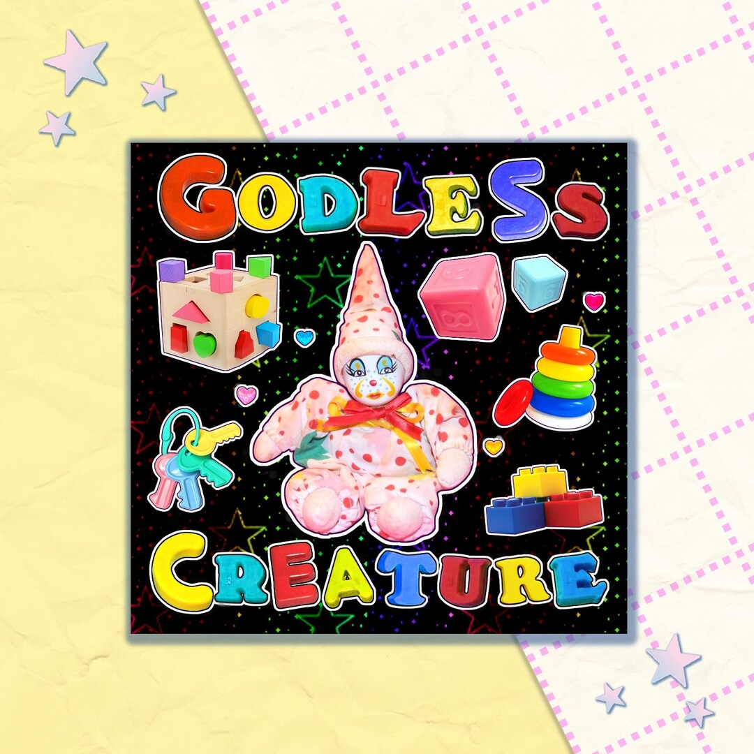 Godless Creature | 3" Vinyl Sticker | Clowncore Kidcore Goblincore ...