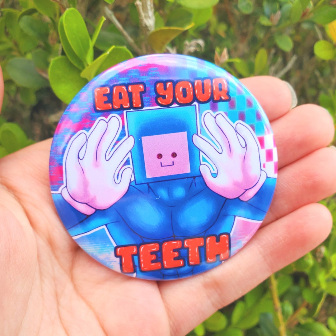 Eat Your Teeth 2.25" Meme Button | Clowncore Weirdcore Rhythm Heaven ...