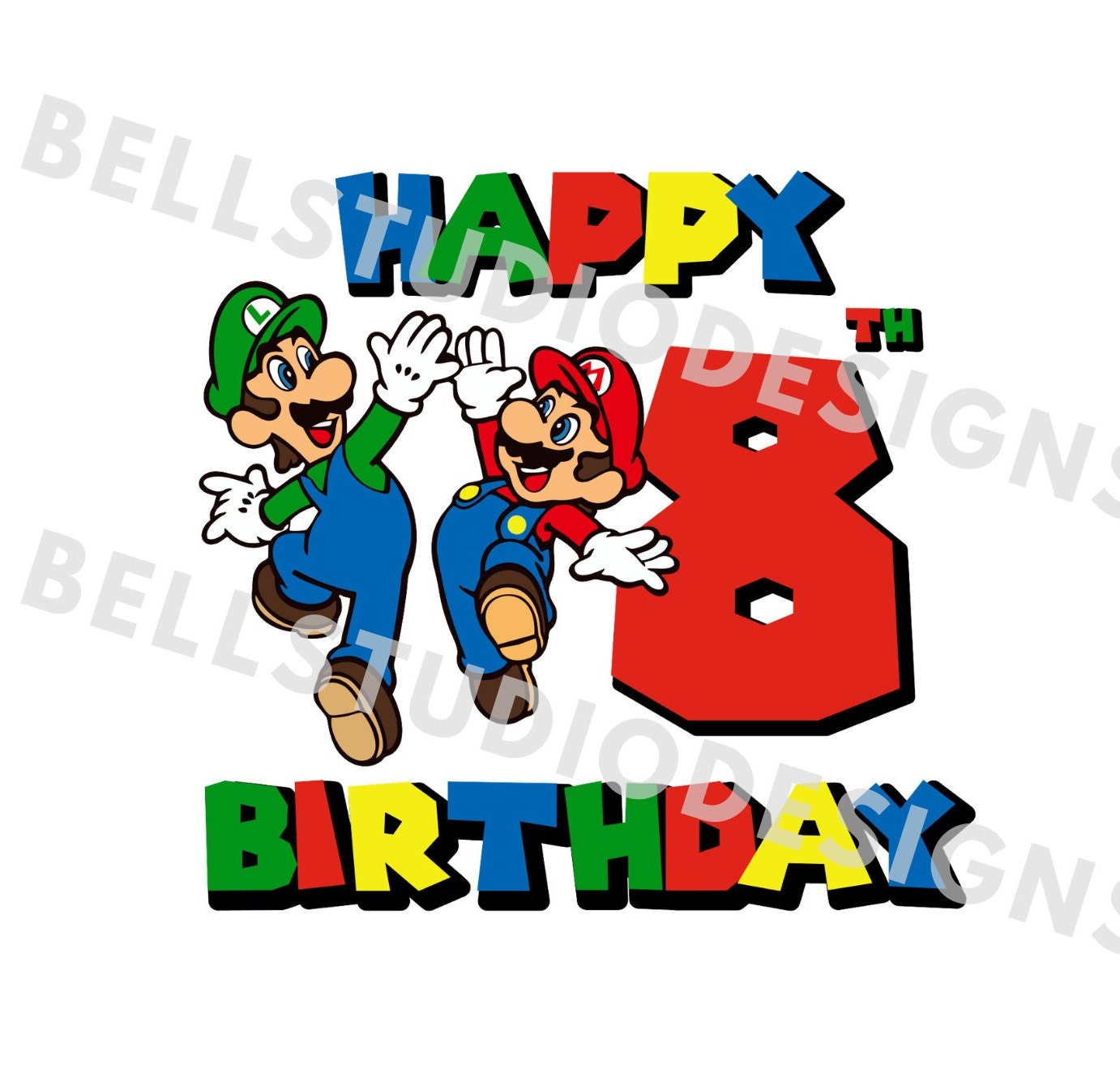 Super Mario 8th Birthday SVG PNG Jpg Mario and Luigi - Etsy