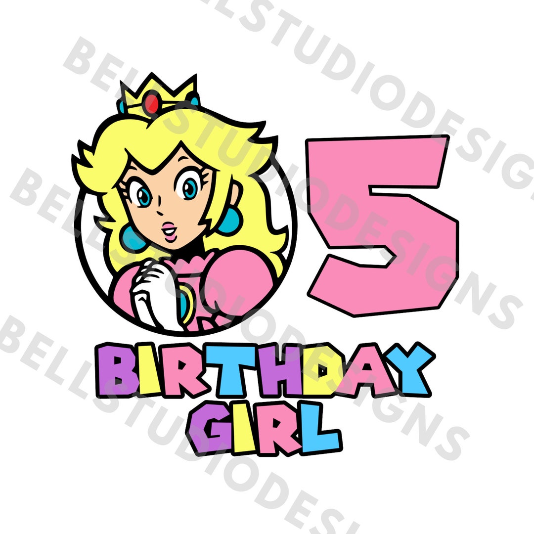 Princess Peach 5th Birthday SVG PNG Jpg, Mario Peach Birthday SVG ...