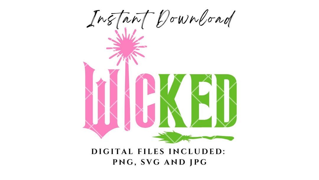 Wicked Wand and Broom SVG Png Jpg, Wicked Elements SVG, Wicked Clipart ...