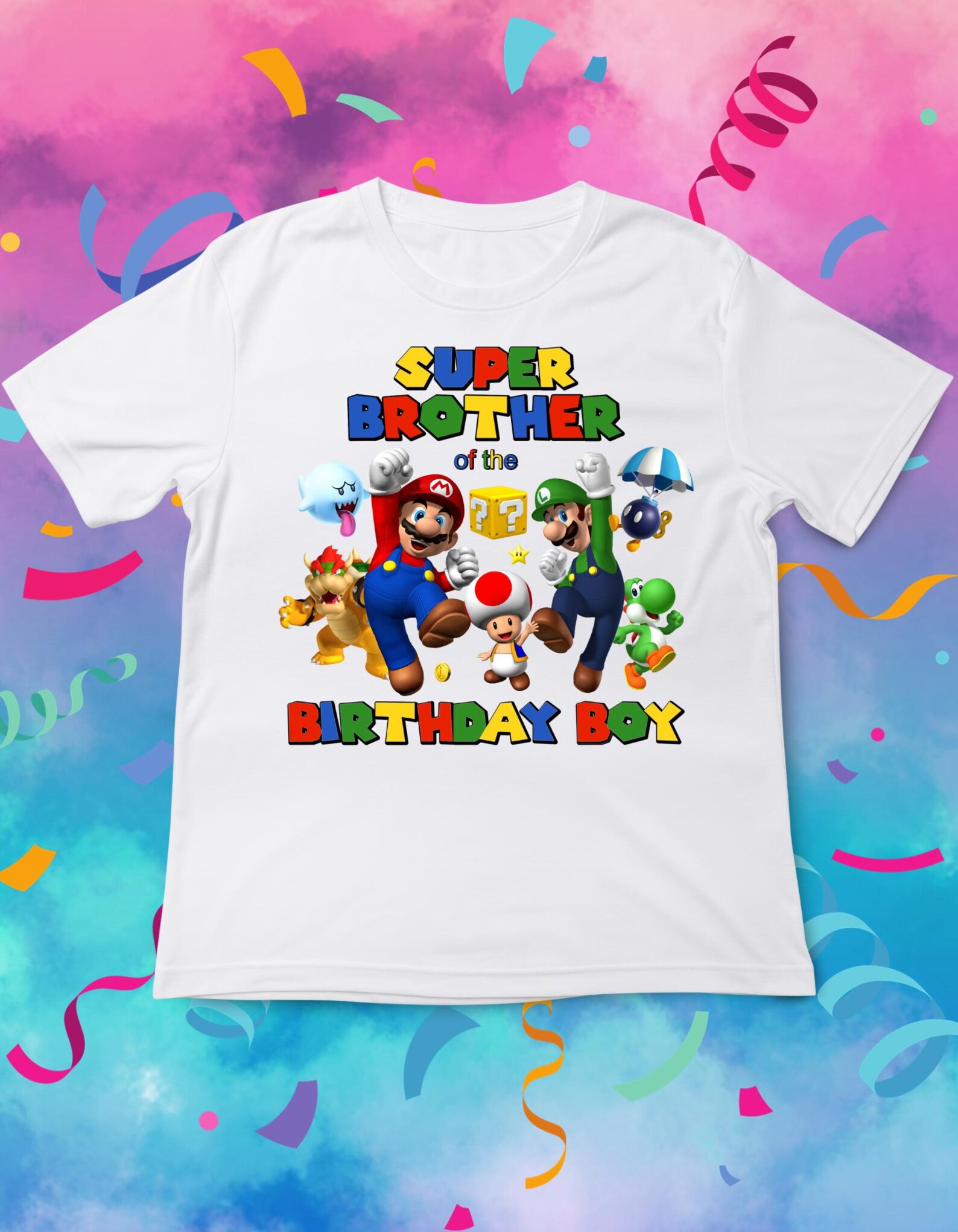 Super Mario Brother of the Birthday Boy PNG JPG, Mario Birthday, Mario ...