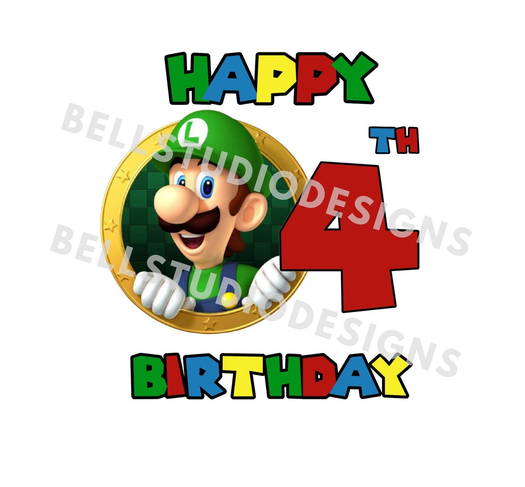 Super Mario 4th Birthday PNG JPG Luigi Birthday PNG Cricut - Etsy